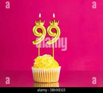 Number 99 candle - Birthday card design in orange background Stock ...