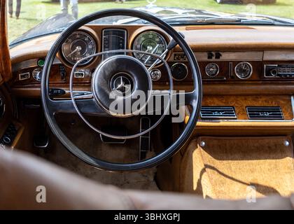 Interior of a classic Mercedes limousine at the London Concours classic ...