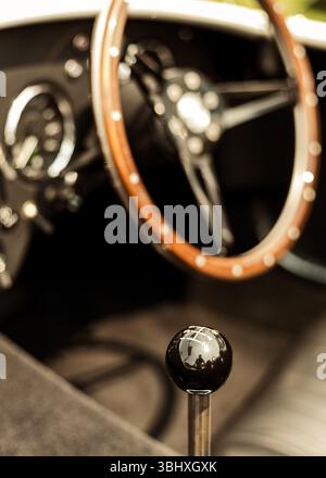 Interior of an AC Cobra at the London Concours classic car show 2025 ...