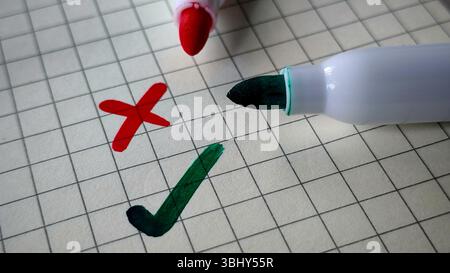 Green Check Mark on Graph Paper Stock Photo - Alamy
