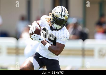 New Orleans Saints cornerback Quincy Riley talks to reporters after a ...