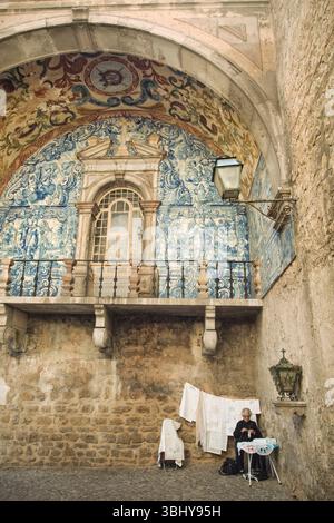 Building decorated with azulejos ceramic tiles, Cascais, Portugal Stock ...