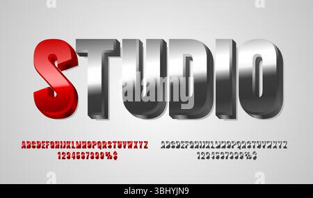Studio font set collection, letters and numbers symbol. Vector Stock ...