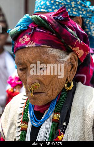 A Limbu Woman participating in Ubhauli Parba festival Celebration wears ...