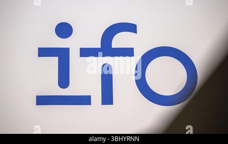Munich, Germany. 08th June, 2025. A wooden cube labeled "ifo" stands at ...