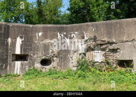 Bunker with war damage at Fort Eben Emael, second world war historical ...