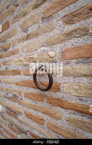 Interior of the Colosseum or Coliseum with the bricks wall and arches ...