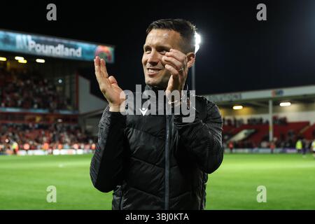 Walsall's manager Matt Sadler celebrates after the Sky Bet League Two ...