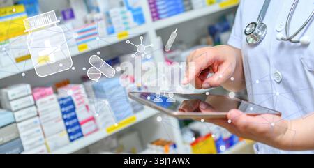 Medicine concept. The doctor holds a business card that says - ONLINE ...