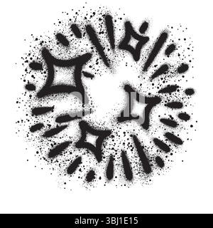 Radial explosion graffiti. Exploding bursts, round explosions cloud and ...