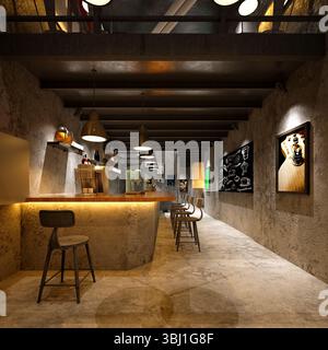 3d render restaurant cafeteria interior Stock Photo - Alamy