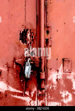Chain and padlock industrial door, construction and architecture ...