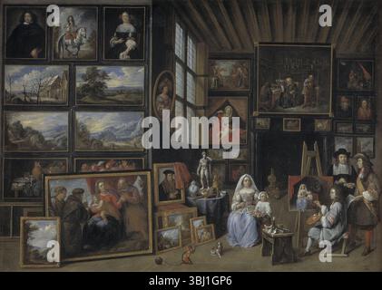 A picture gallery, Painting by Gillis van Tilborgh Stock Photo - Alamy