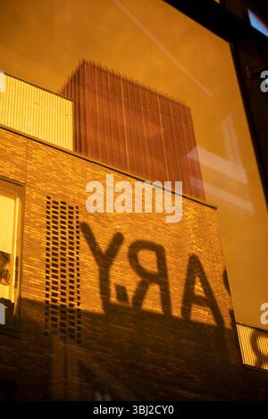 Letters reflection on a building, Peckham Library, , London, England ...