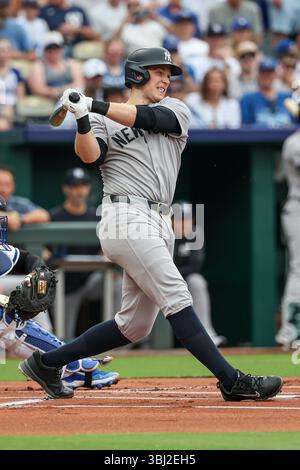 New York Yankees' Ben Rice runs toward first base after hitting a grand ...
