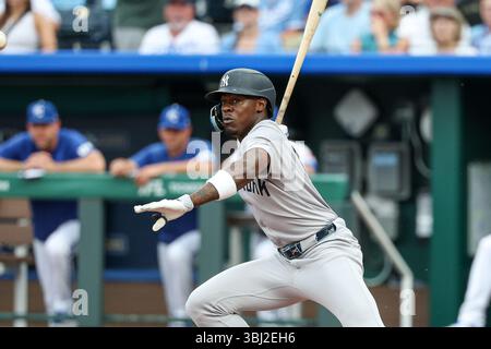 New York Yankees' Jazz Chisholm Jr. hits a home run during the second inning of a baseball game ...