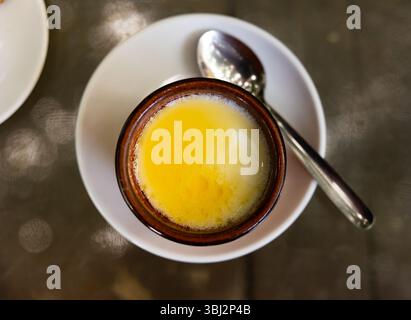 Clay pot contains fermented milk curd with honey Stock Photo - Alamy