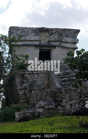 The Temple of descending god in Tulum maya historical archeological ...
