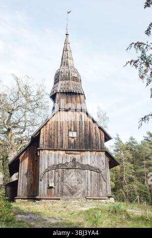 St. Madeline's Church in Ruhnu. The oldest wooden building still ...