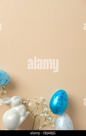 Easter flower arrangement with a cute ceramic bunny figurine colorful ...