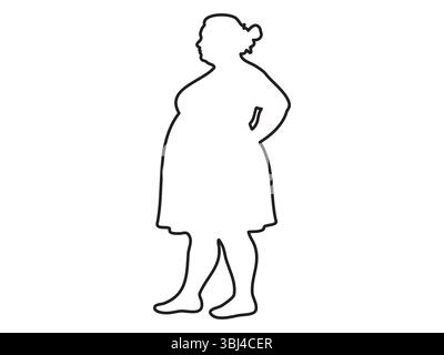 Black outline of a plus size middle aged woman with hands on hips ...