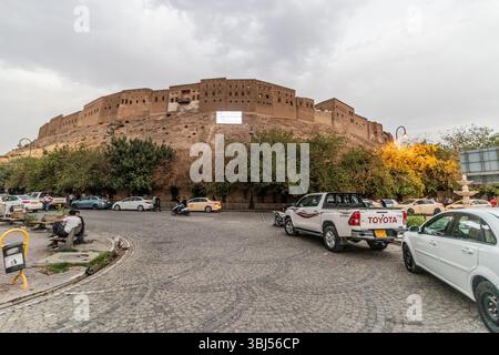 ERBIL, IRAQ - OCTOBER 7, 2022: Walls of the citadel in Erbil (Hawler ...