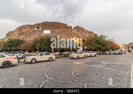 ERBIL, IRAQ - OCTOBER 9, 2022: Walls of ancient Erbil citadel in Erbil ...
