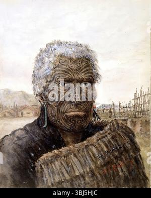 Te Kuha: a carver and warrior. Watercolour by H.G. Robley Stock Photo ...