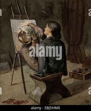 A painter born without arms who paints with his feet. Watercolour Stock ...