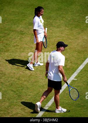Mark Petchey, coach of Emma Raducanu, on day one of the 2025 Wimbledon ...