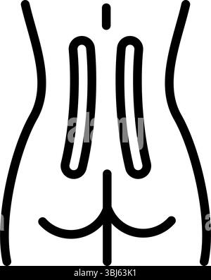 Sacrum kinesio tape strips spine outline icon. Elastic therapeutic tape ...