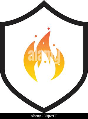 Fire protection. Vector fire shield. Shield icon. Security icon.EPS 10 ...