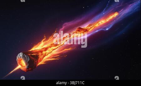 Flaming Meteorite in Space Universe Stock Photo - Alamy