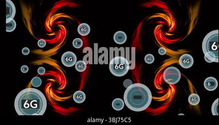 Displaying digital interface featuring circular HUD at center on screen, with streaming ...