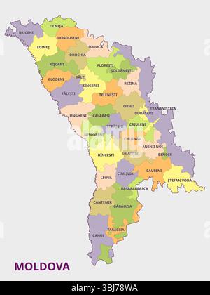 Moldova political map of administrative divisions Stock Vector Image ...