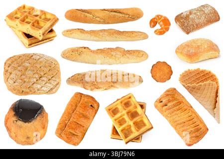 different types of Belgian waffles on gray background Stock Photo - Alamy