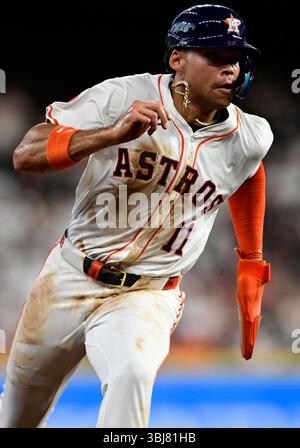 Houston Astros Jeremy Peña and Cam Smith celebrate after a baseball ...