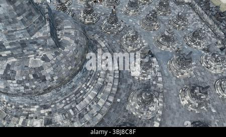 Multiple bells with buddha inside. Borobudur Temple in Yogyakarta, Java ...