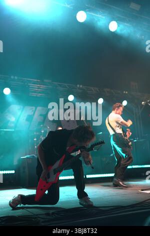 EDITORIAL USE ONLY McFly perform on the Avalanche Stage during Download ...