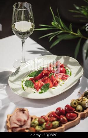 Restaurant terrace table served with appetizers Stock Photo - Alamy