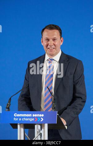 Scottish Conservative leader Russell Findlay speaks with Councillor ...