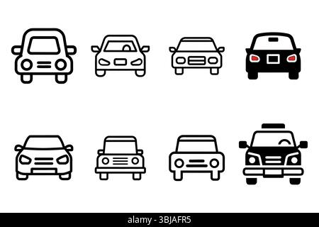 Simple Black and White Car and Vehicle Icons Stock Vector Image & Art ...