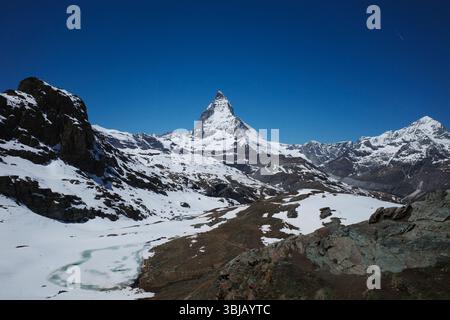 Zermatt, Switzerland. May 30, 2025. The pointy mountain peak against ...