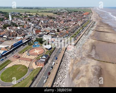 aerial view of Withernsea traditional British seaside town. East ...