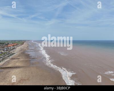 aerial view of Withernsea traditional British seaside town. East ...