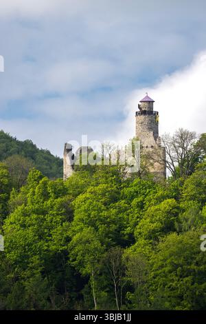 Medieval Kostomlaty pod Milesovkou Castle ruins standing majestically ...