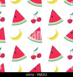 Hand drawing Cherry berry Fashion sketch seamless pattern isolated on ...
