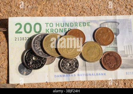 Copenhagen/ Denmark/15 JUNE 2025/Danish kroner notes and coins danish ...