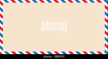 Air mail letter frame. Airmail border with red and blue stripes. Retro ...