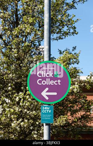 Morrisons supermarket sign in Whitefield, Bury Stock Photo - Alamy